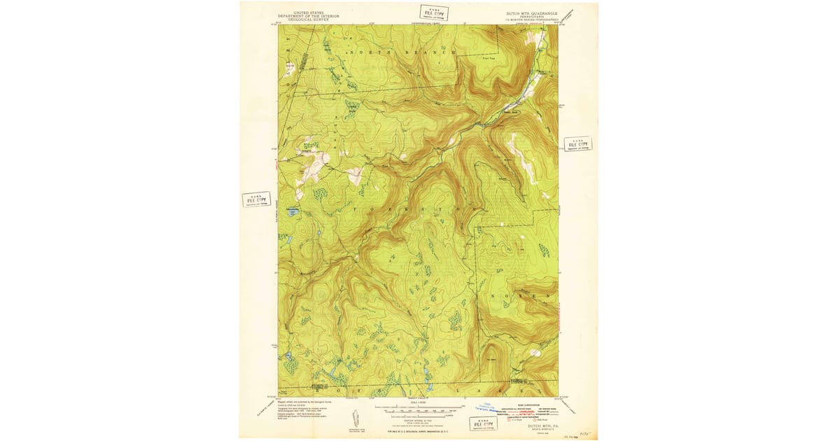 1948 Map of Dutch Mtn, Wyoming County, PA — High-Res | Pastmaps