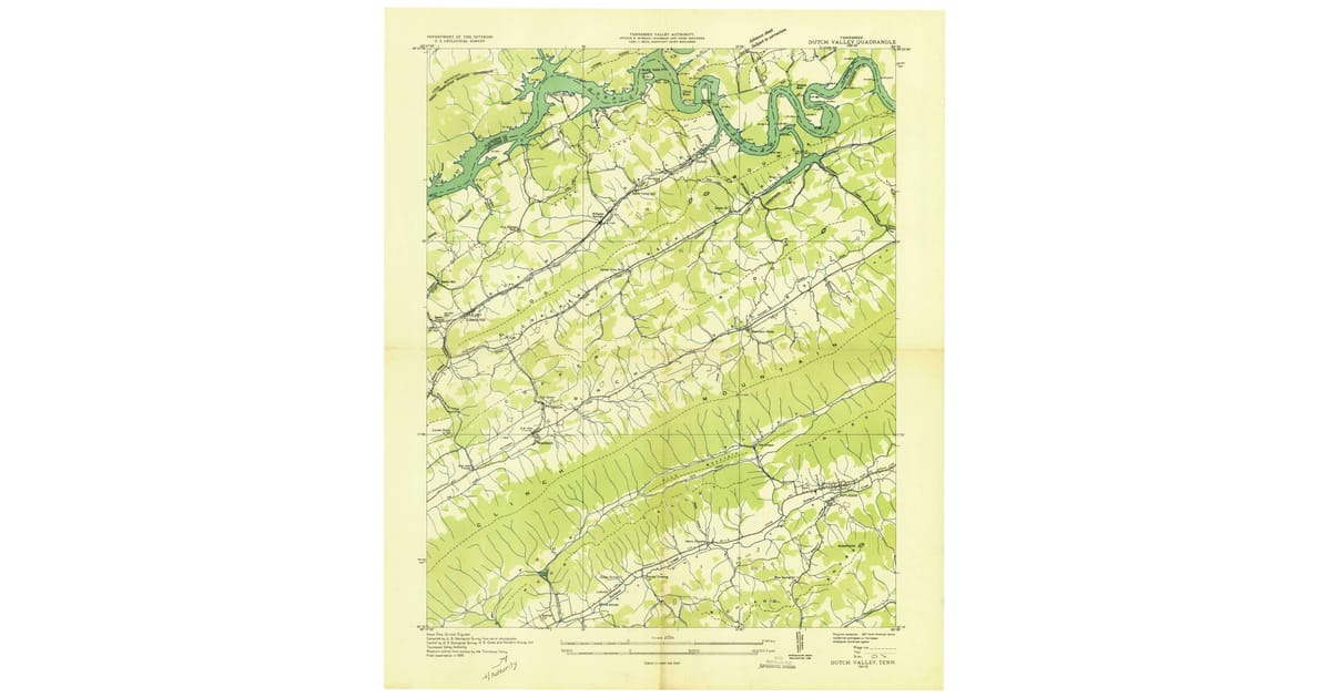 1936 Map of Dutch Valley, Grainger County, TN — High-Res | Pastmaps