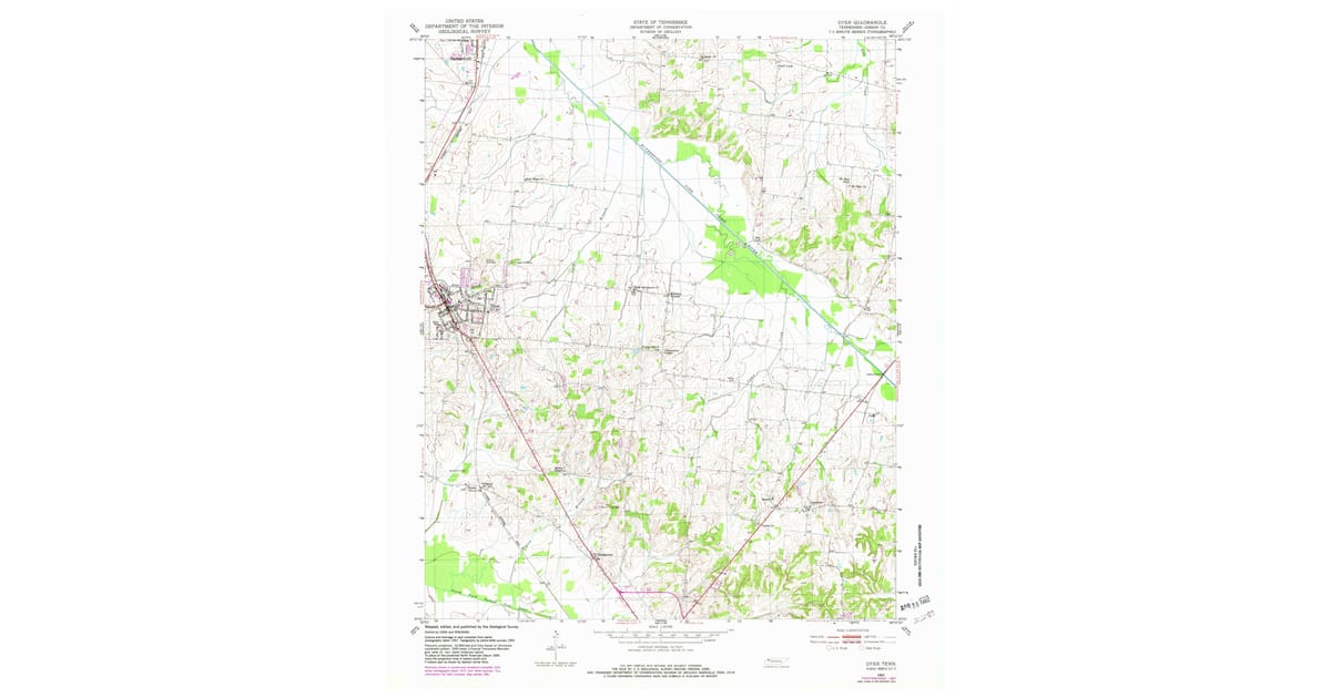 1953 Map of Dyer, TN — High-Res, 1982 Print | Pastmaps