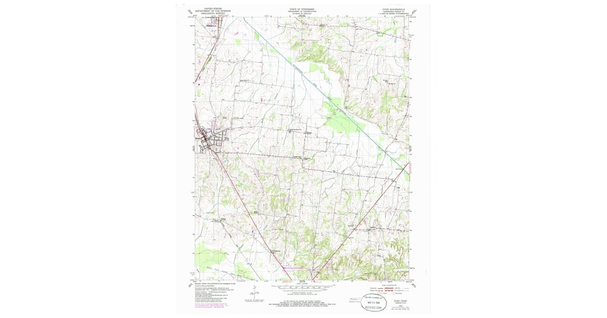 1953 Map of Dyer, TN — High-Res, 1985 Print | Pastmaps