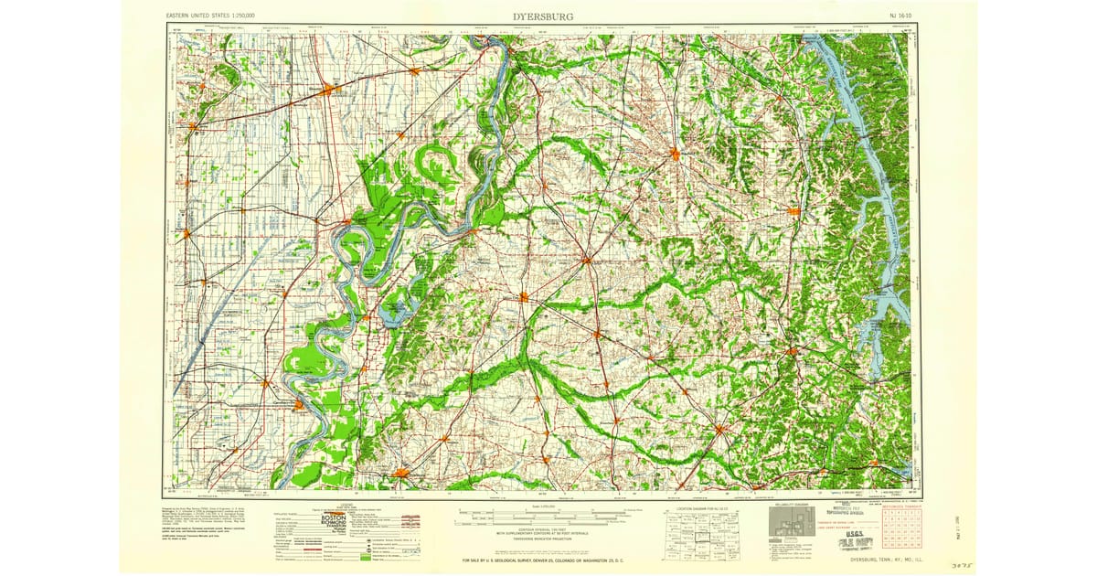 1956 Map of Dyersburg, TN — High-Res | Pastmaps