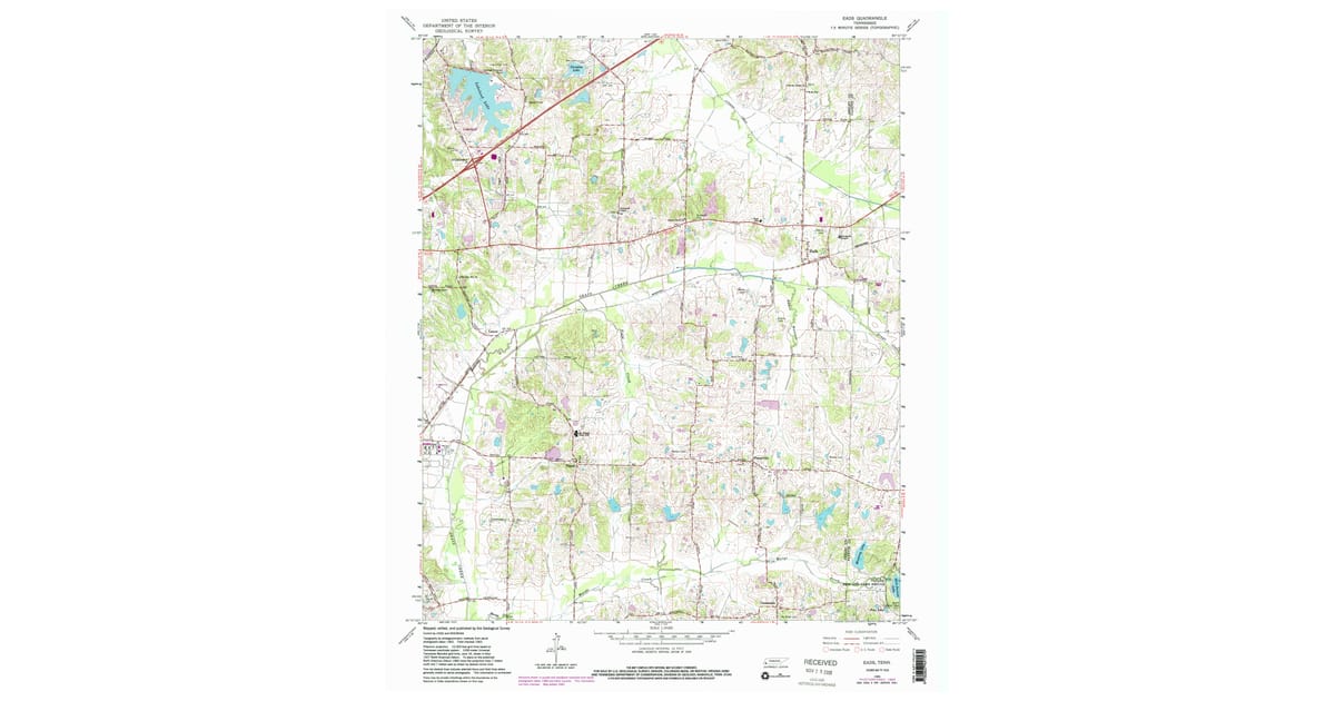 1965 Map of Eads, Shelby County, TN — High-Res, 1983 Print | Pastmaps