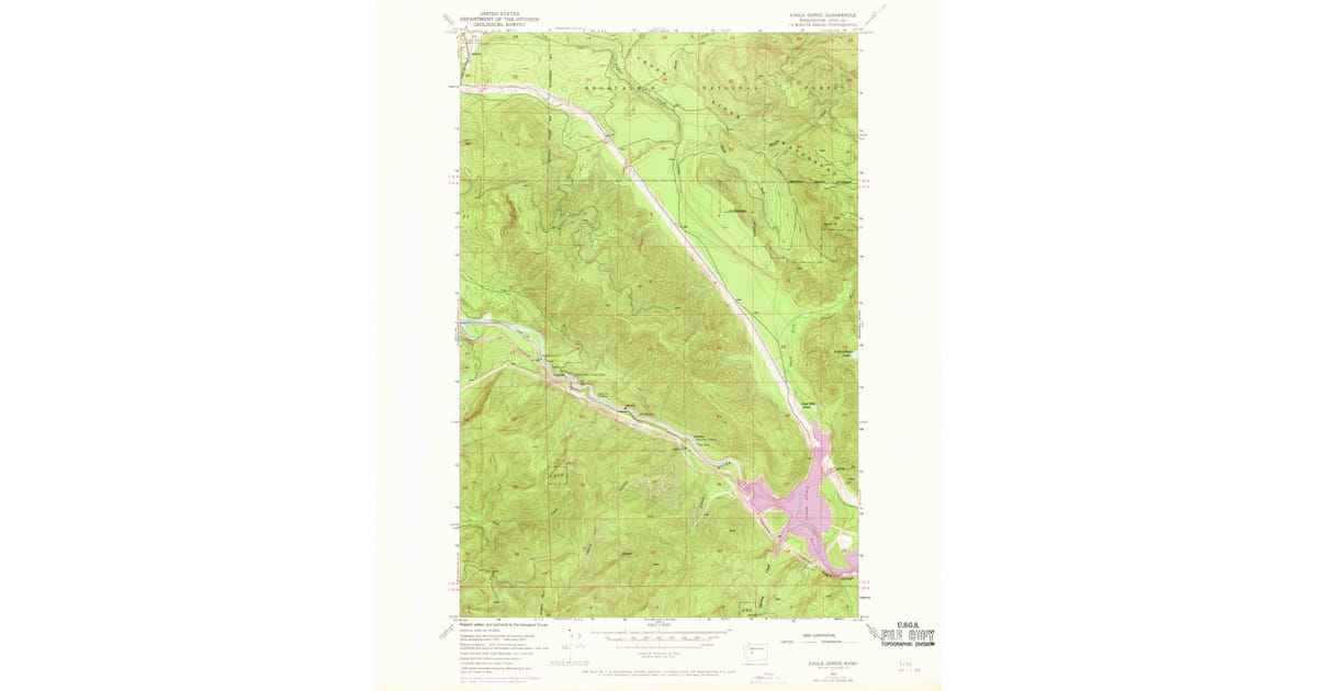 1953 Map of Eagle Gorge, King County, WA — High-Res, 1969 Print | Pastmaps