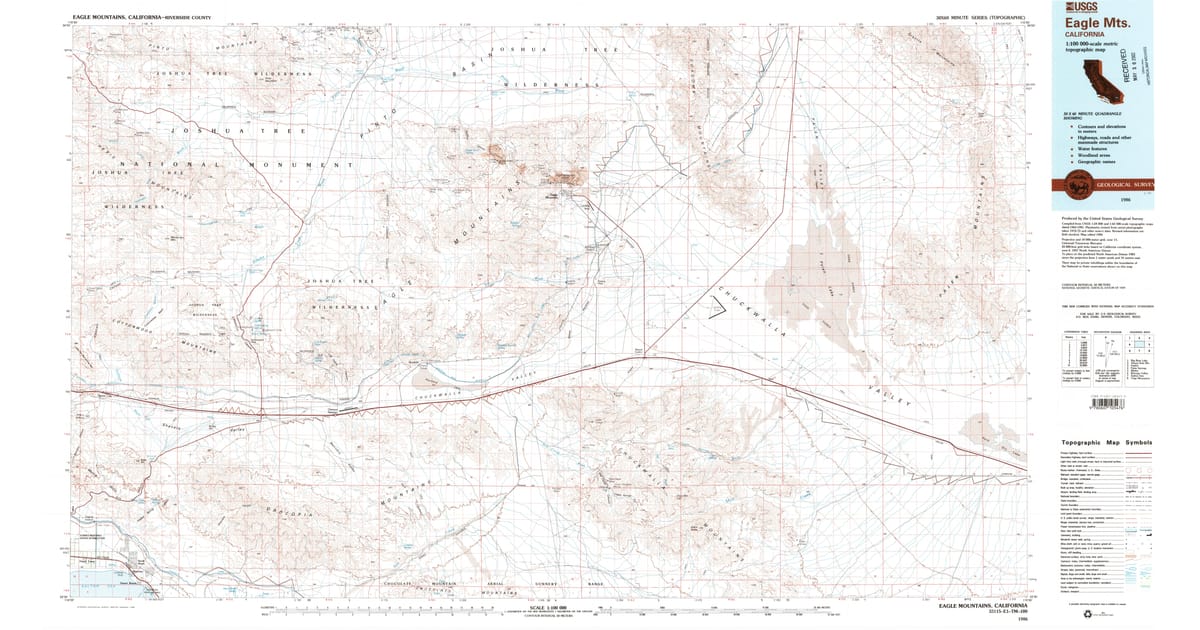 1986 Map of Eagle Mountains, Riverside County, CA — High-Res | Pastmaps