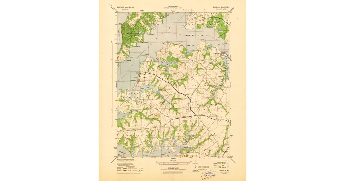 1944 Map of Earleville, Cecil County, MD — High-Res | Pastmaps