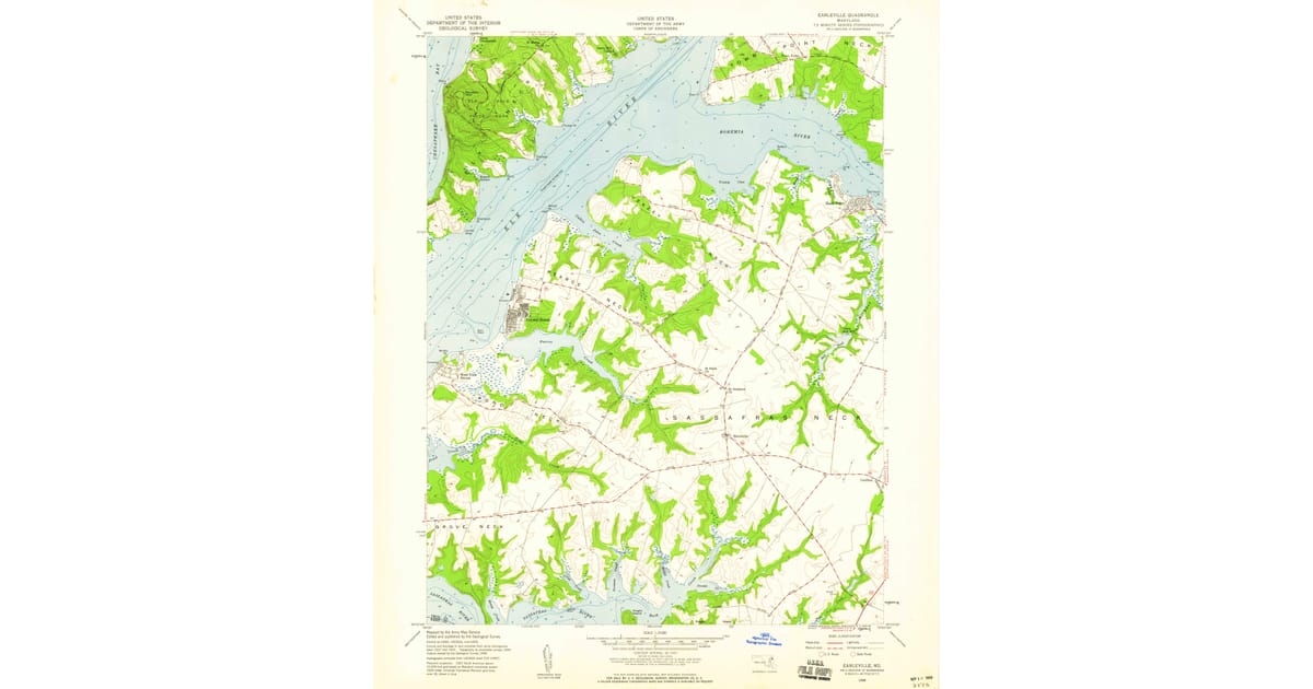 1958 Map of Earleville, Cecil County, MD — High-Res | Pastmaps