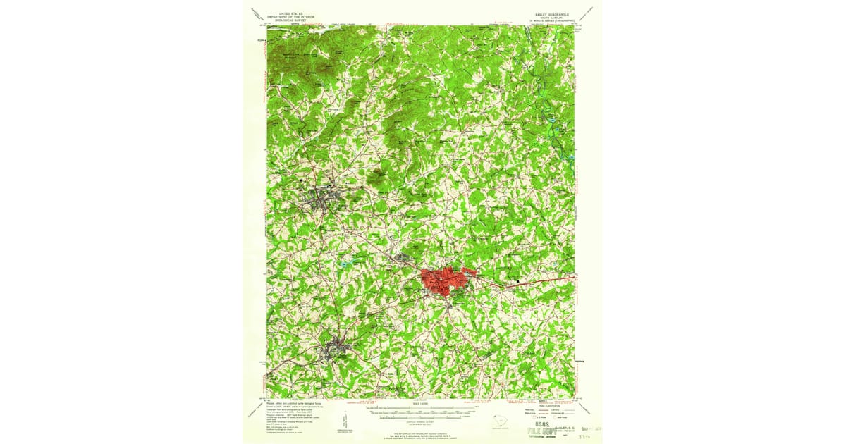 1957 Map of Easley, SC — High-Res | Pastmaps