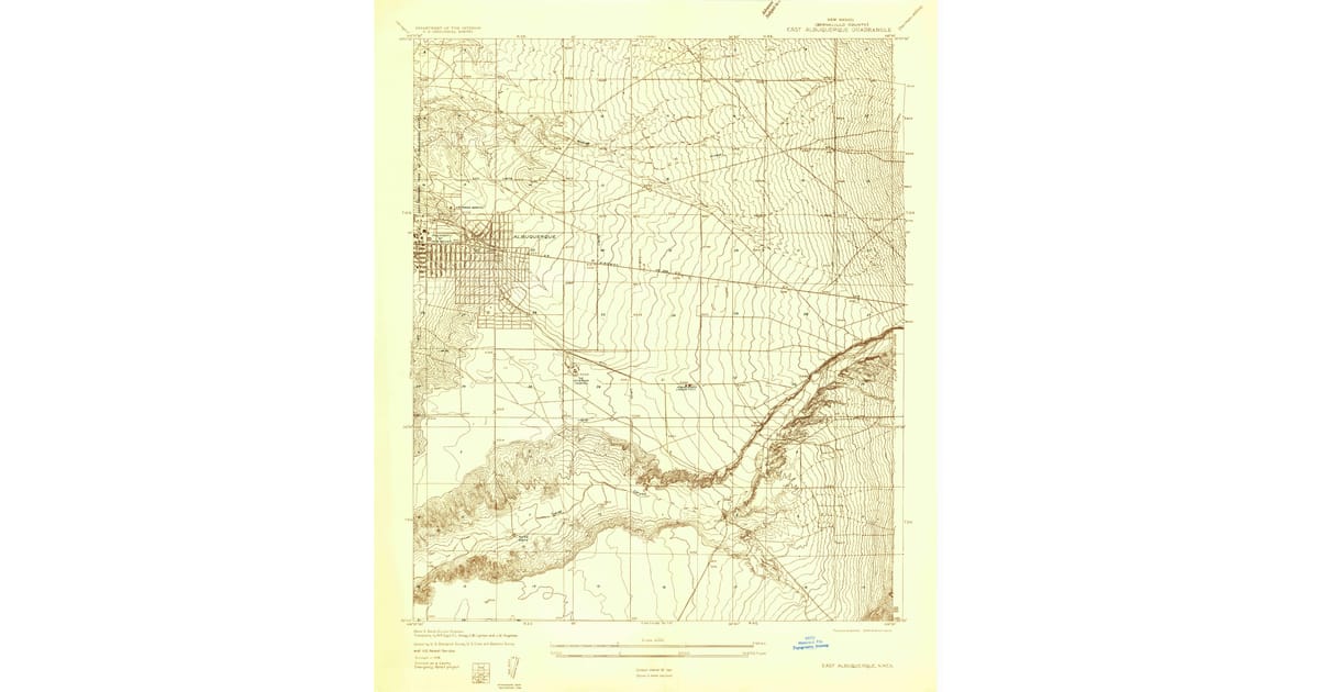1934 Map of East Albuquerque, Bernalillo County, NM — High-Res | Pastmaps