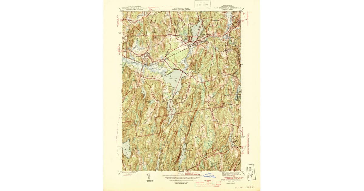 1946 Map of East Brookfield, Worcester County, MA — High-Res | Pastmaps