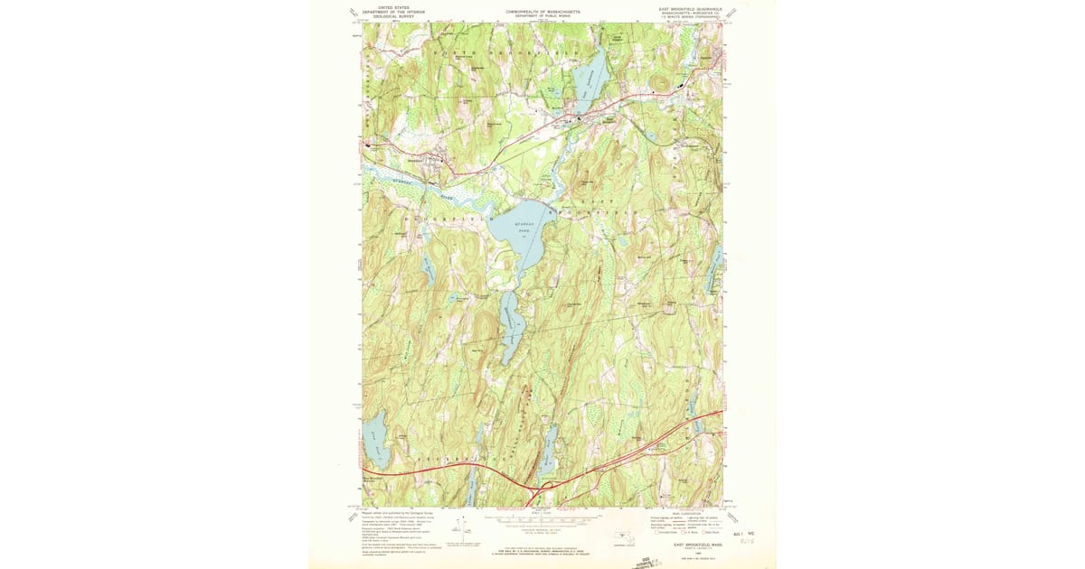 1969 Map of East Brookfield, Worcester County, MA — High-Res | Pastmaps