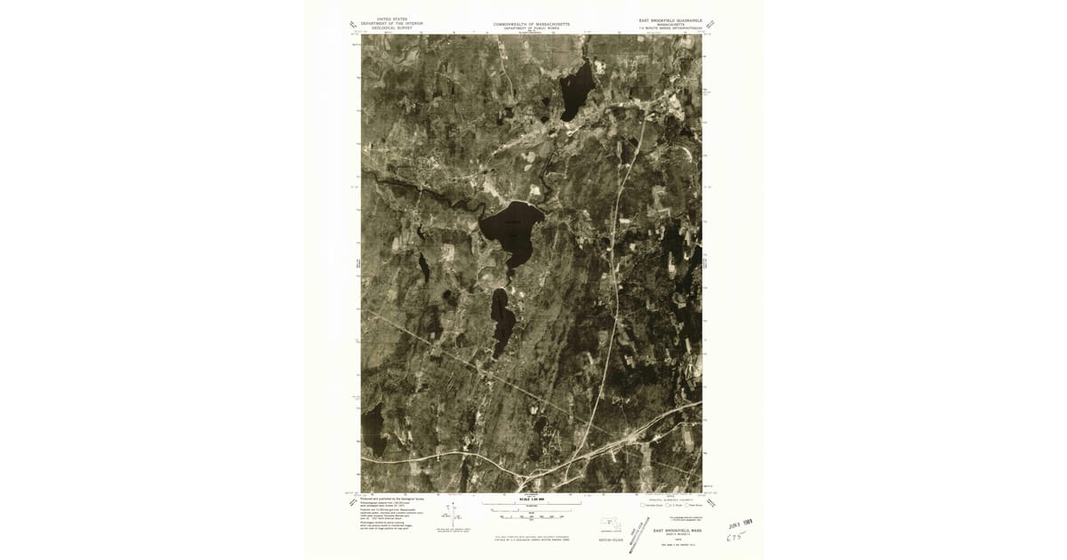 1975 Map of East Brookfield, Worcester County, MA — High-Res | Pastmaps