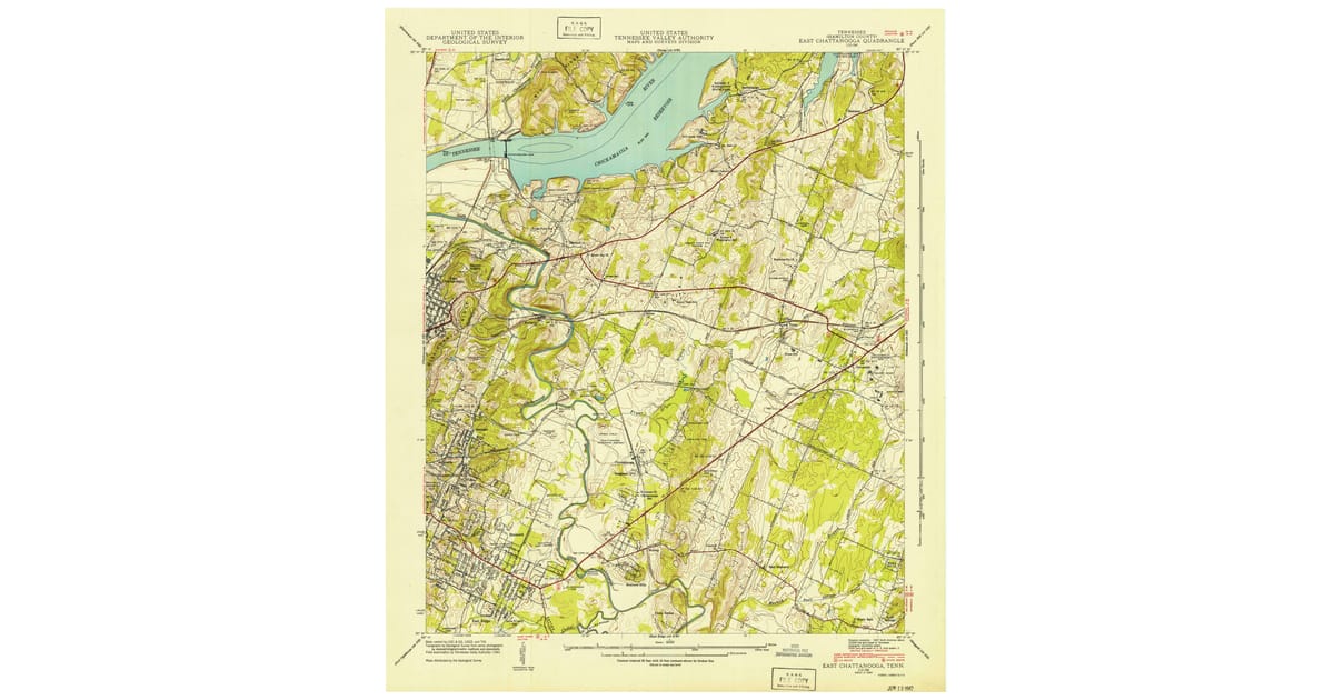 1942 Map of East Chattanooga, Hamilton County, TN — High-Res | Pastmaps