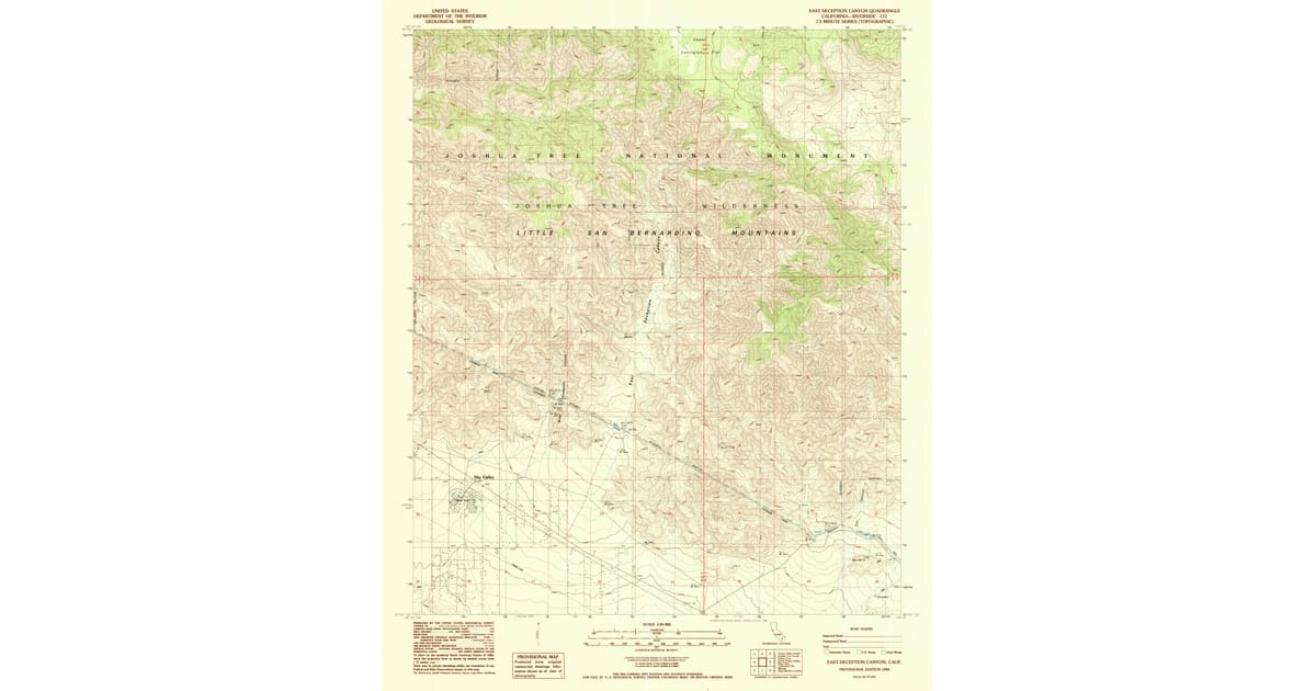 1988 Map of East Deception Canyon, Riverside County, CA — High-Res ...