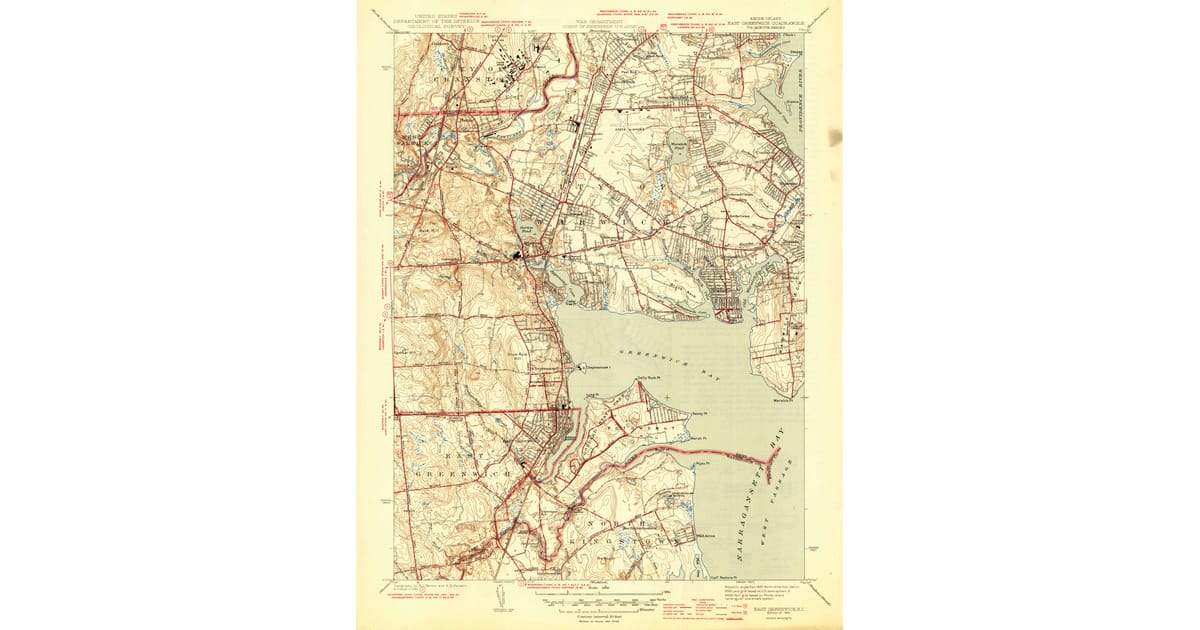 1944 Map of East Greenwich, Kent County, RI — High-Res | Pastmaps