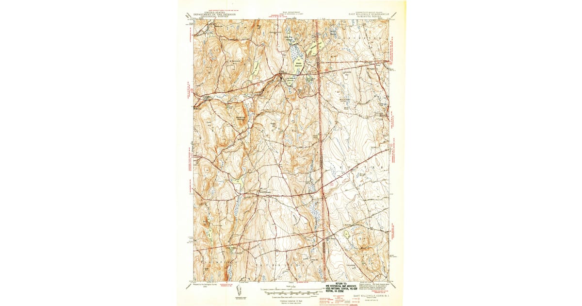 1945 Map of East Killingly, Windham County, CT — High-Res | Pastmaps