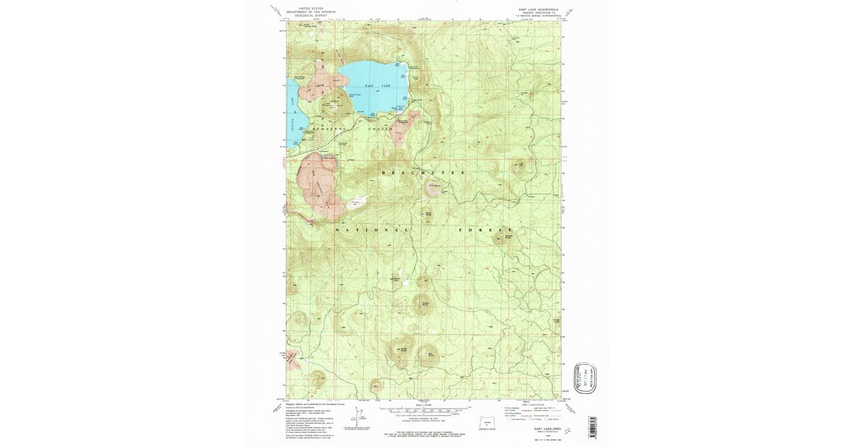 1982 Map of East Lake, Deschutes County, OR — High-Res | Pastmaps