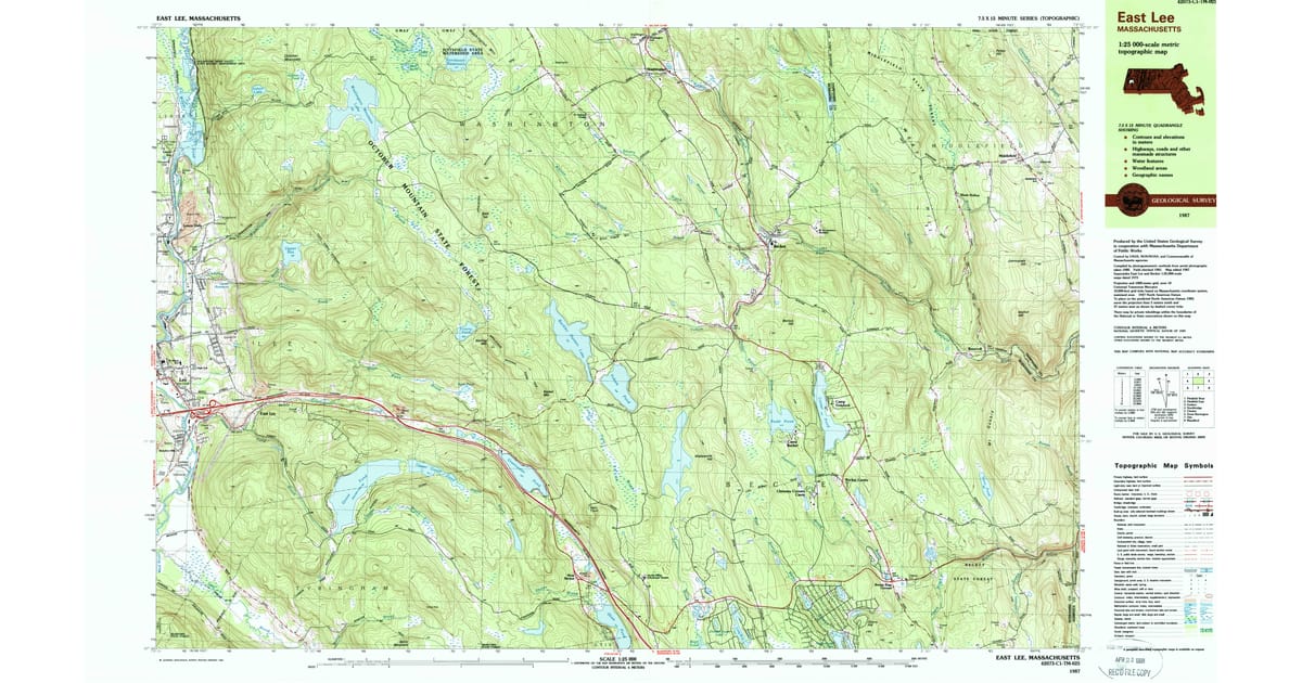 1987 Map of East Lee, Berkshire County, MA — High-Res | Pastmaps