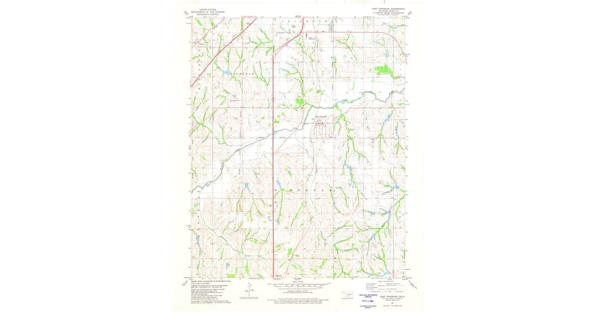 1981 Map of East Ninnekah, Grady County, OK — High-Res | Pastmaps