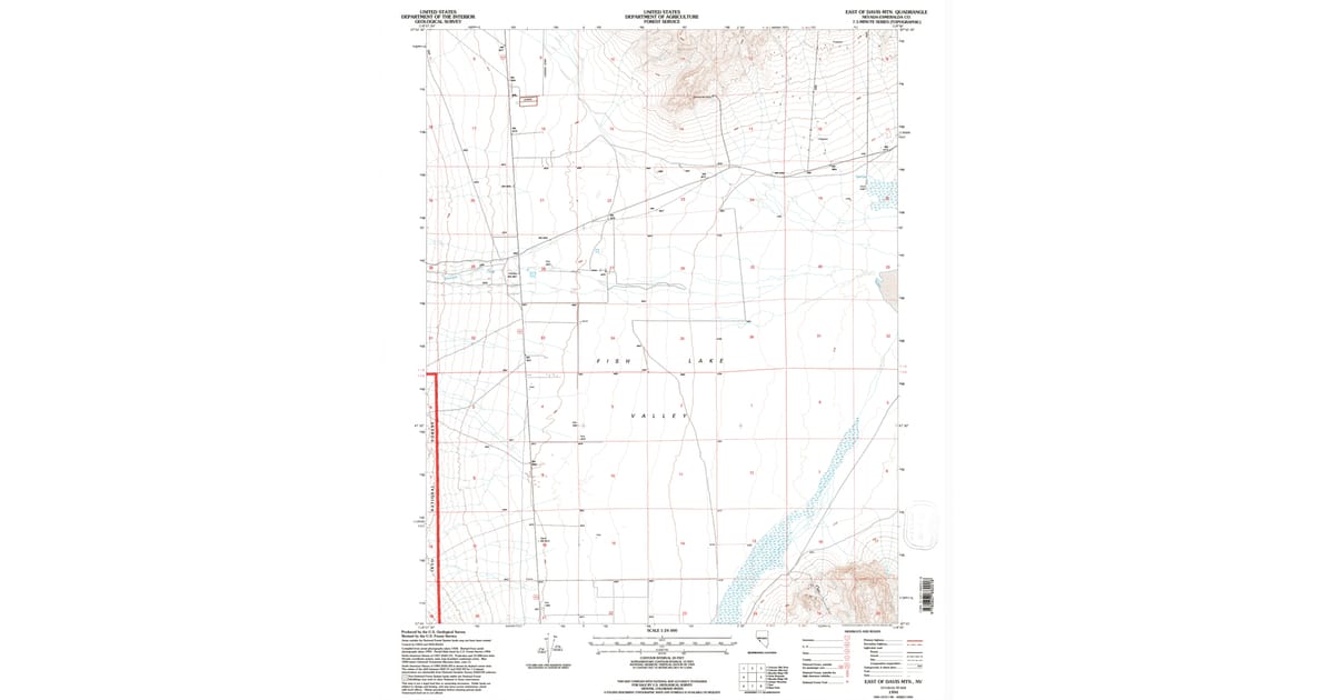 1994 Map of East of Davis Mtn., Esmeralda County, NV — High-Res | Pastmaps