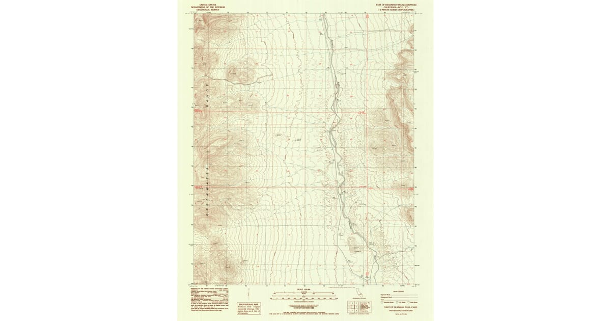 1987 Map of East of Deadman Pass, Inyo County, CA — High-Res | Pastmaps