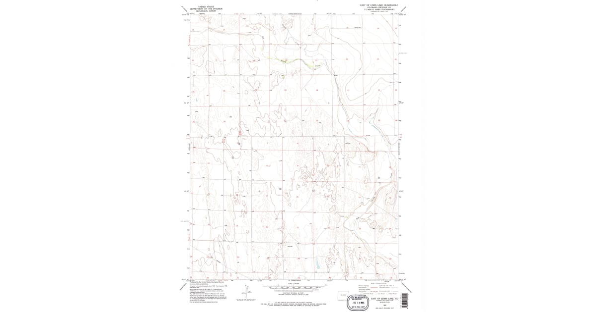 1982 Map of East Of Lewis Lake, Cheyenne County, CO — High-Res, 1995 ...