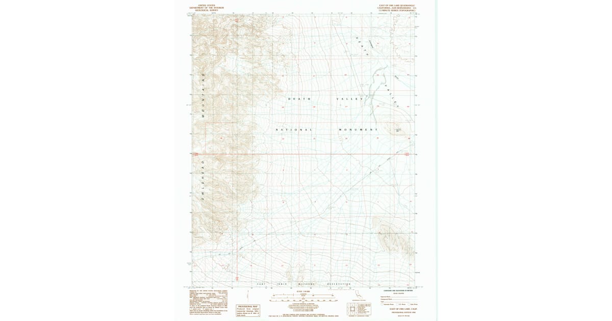 1984 Map of East of Owl Lake, San Bernardino County, CA — High-Res ...