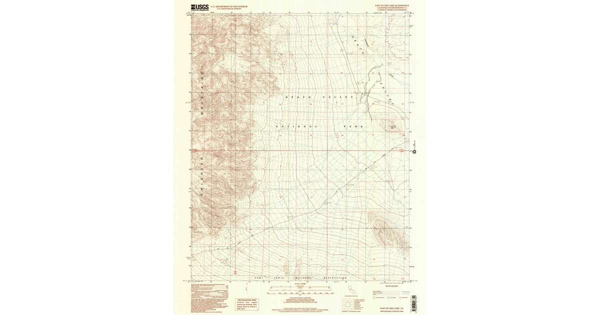 1996 Map of East of Owl Lake, San Bernardino County, CA — High-Res ...
