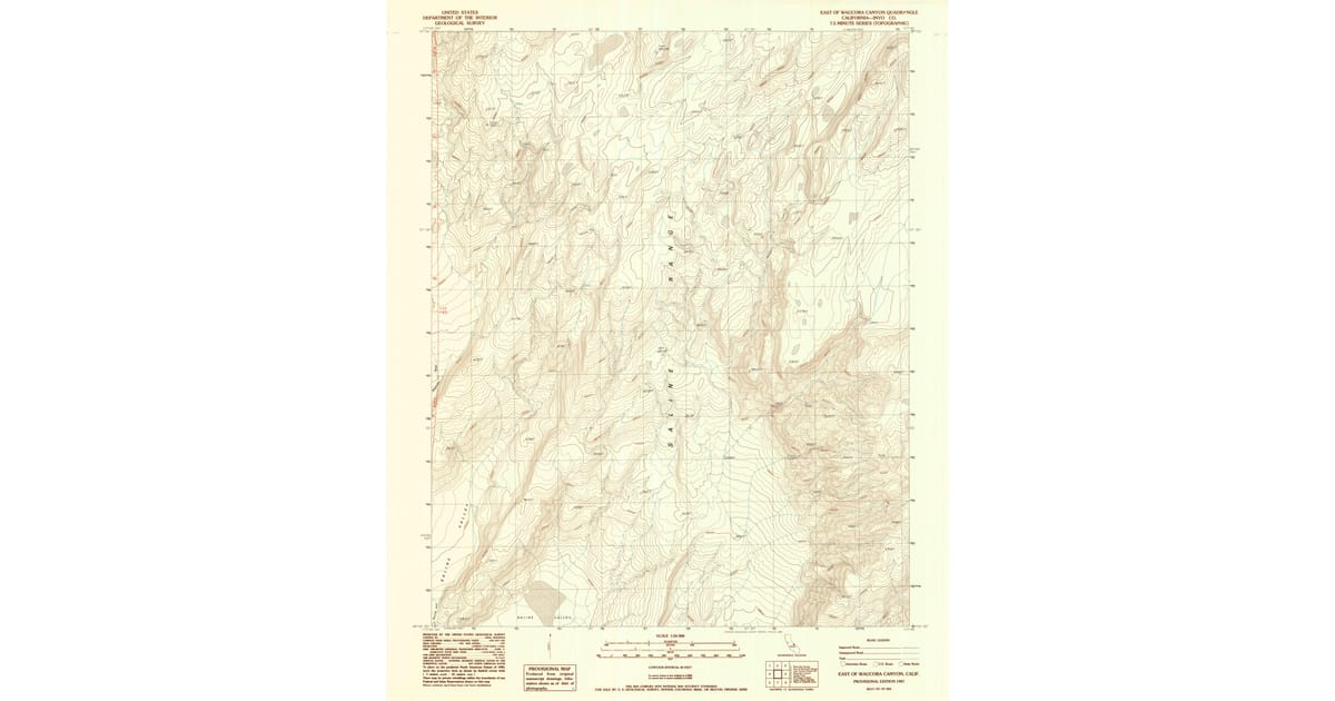 1987 Map of East of Waucoba Canyon, Inyo County, CA — High-Res | Pastmaps