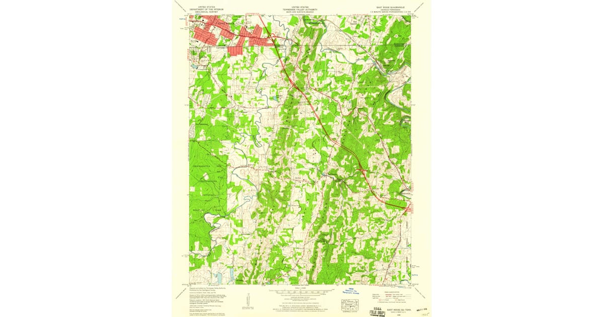 1958 Map of East Ridge, TN — High-Res | Pastmaps