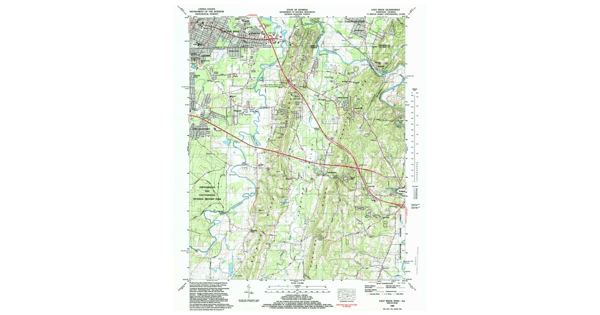 1982 Map of East Ridge, TN — High-Res | Pastmaps