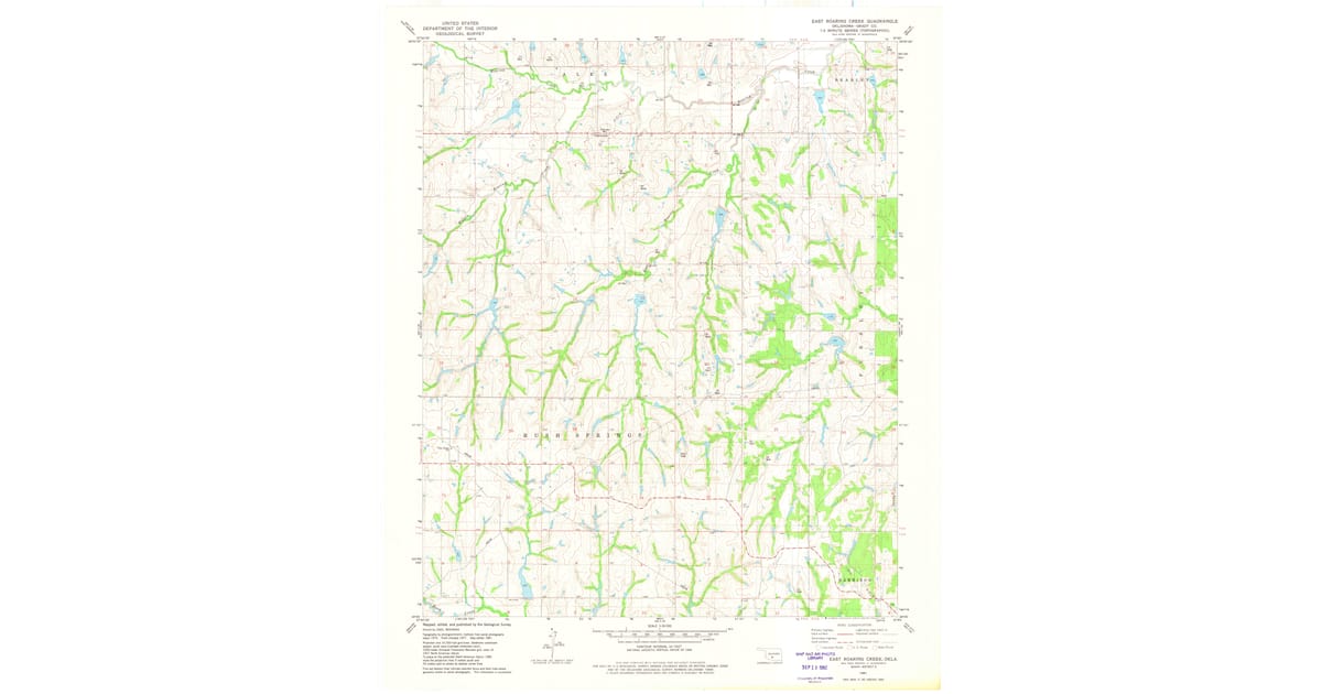 1981 Map of East Roaring Creek, Grady County, OK — High-Res | Pastmaps