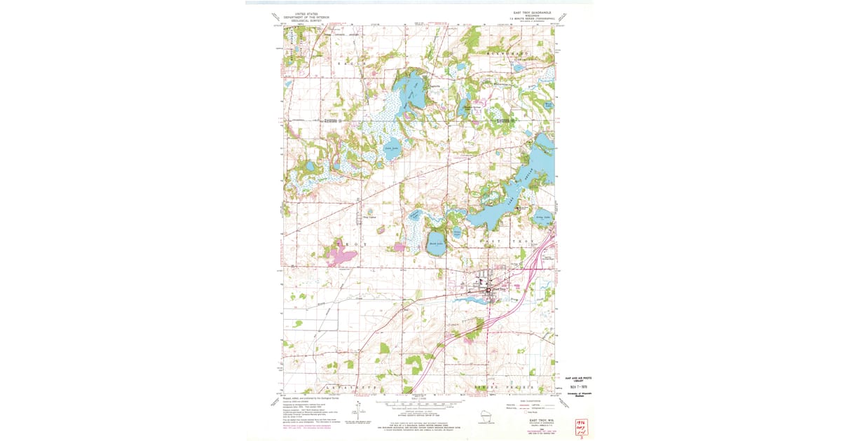 1960 Map of East Troy, WI — High-Res, 1977 Print | Pastmaps