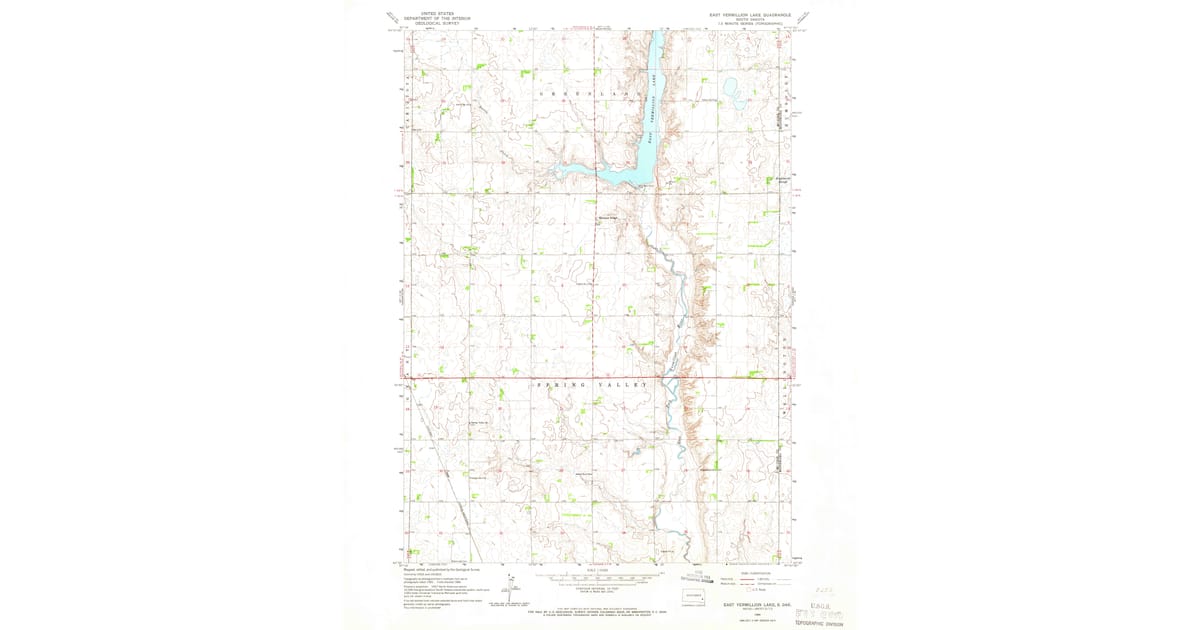 1964 Map of East Vermillion Lake, McCook County, SD — High-Res | Pastmaps
