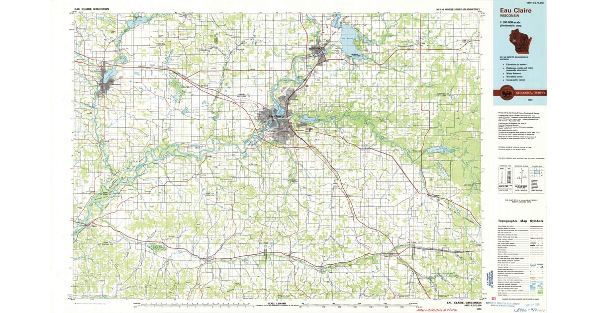 1985 Map of Eau Claire, WI — High-Res | Pastmaps