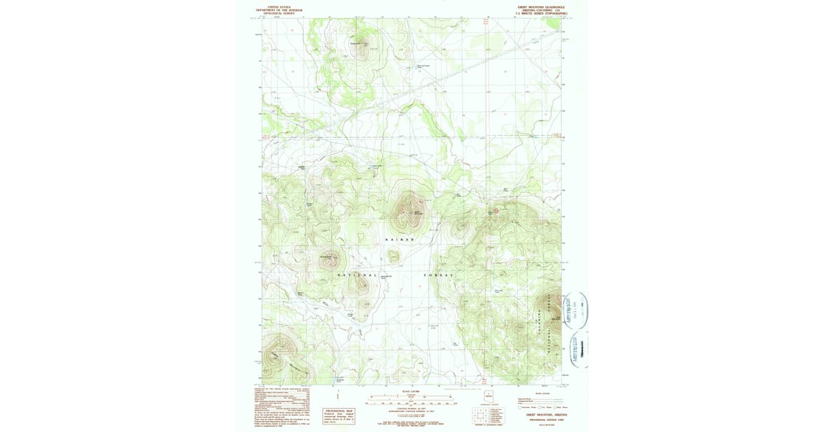1989 Map of Ebert Mountain, Coconino County, AZ — High-Res | Pastmaps