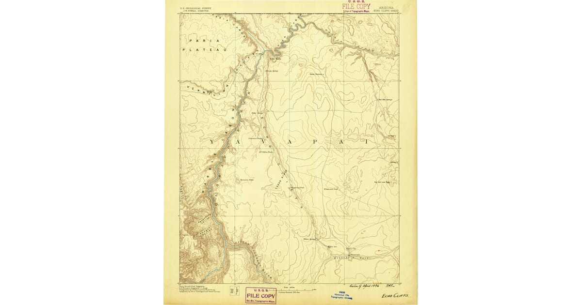 1886 Map of Echo Cliffs, Coconino County, AZ — High-Res | Pastmaps