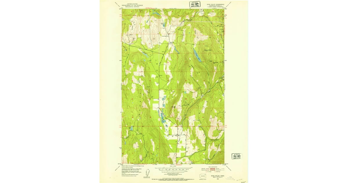 1952 Map of Echo Valley, Stevens County, WA — High-Res | Pastmaps