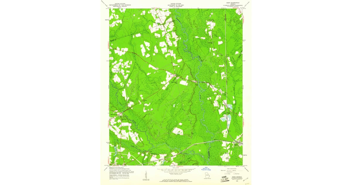 1958 Map of Eden, Bryan County, GA — High-Res | Pastmaps