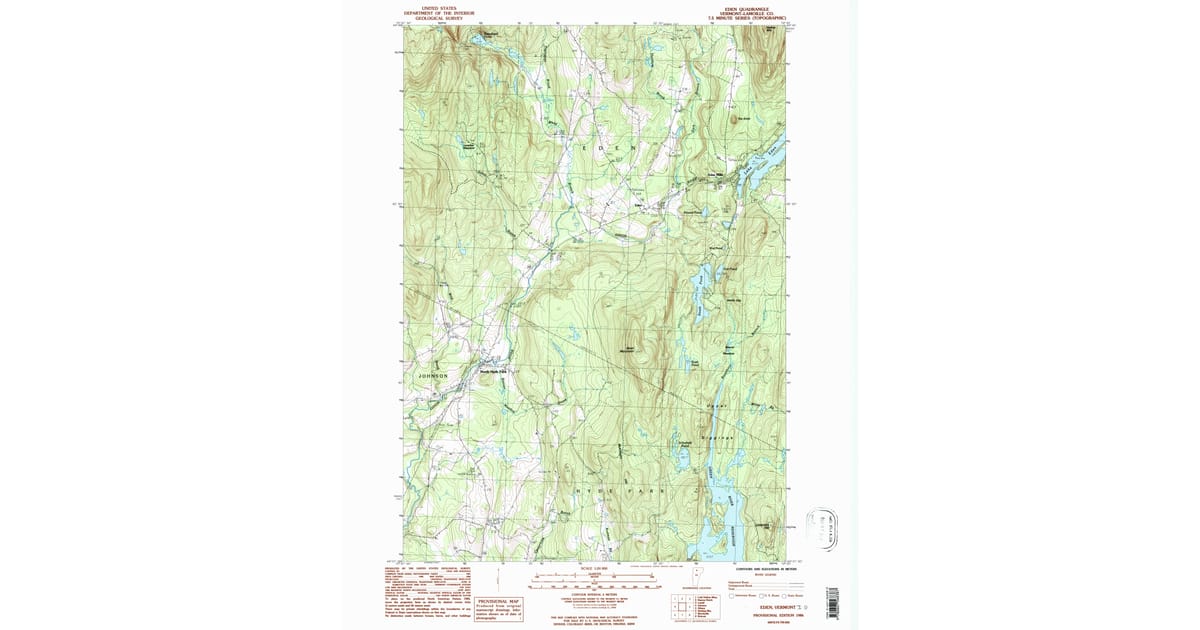 1986 Map of Eden, Lamoille County, VT — High-Res | Pastmaps