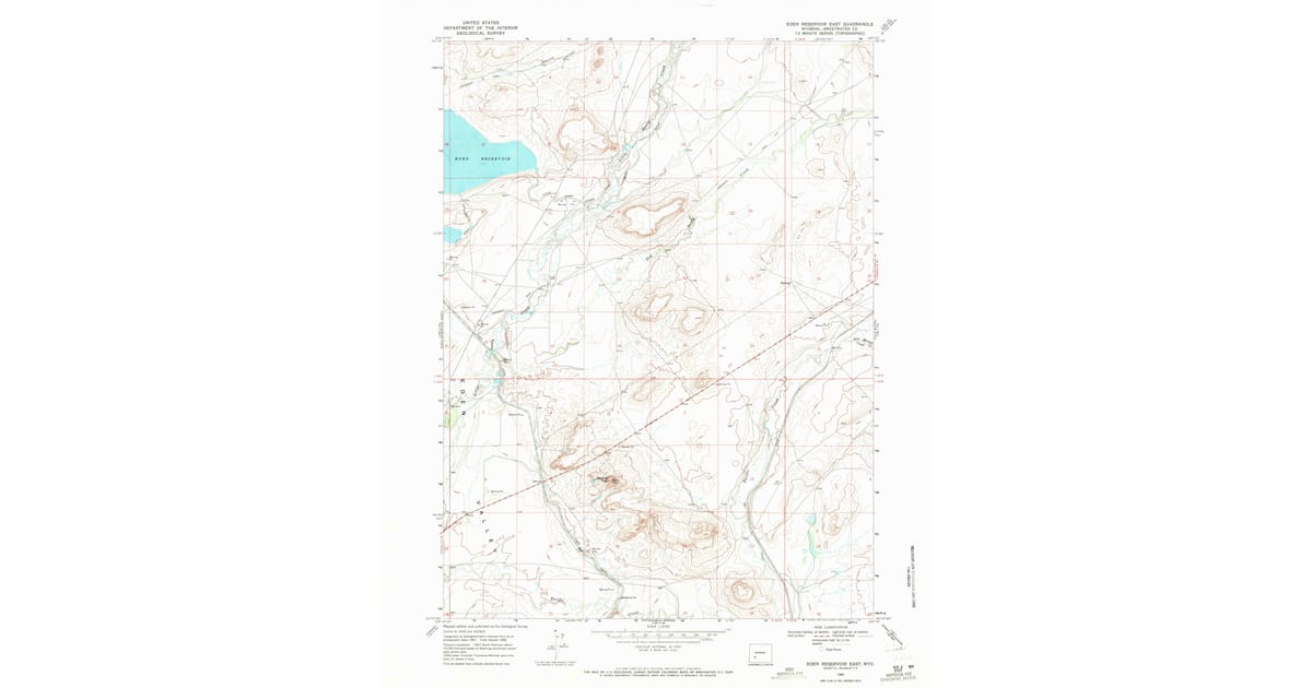 1968 Map of Eden Reservoir East, Sweetwater County, WY — High-Res ...