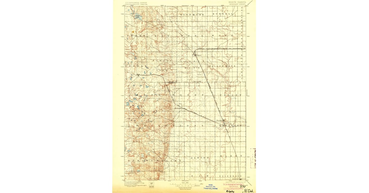 1896 Map of Edgeley, ND — High-Res, 1904 Print | Pastmaps