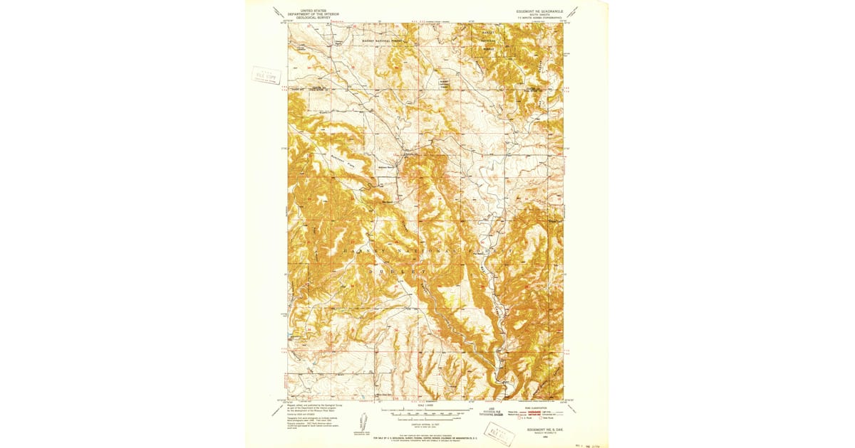 1950 Map of Edgemont NE, Fall River County, SD — High-Res | Pastmaps