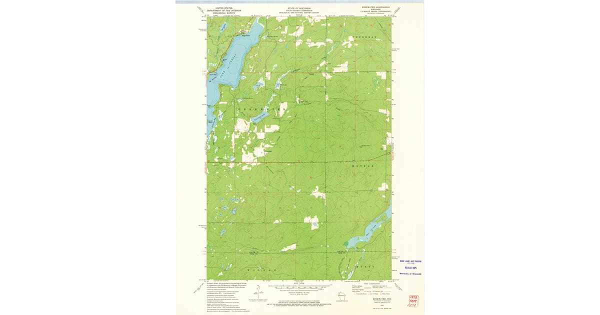 1972 Map of Edgewater, Sawyer County, WI — High-Res | Pastmaps