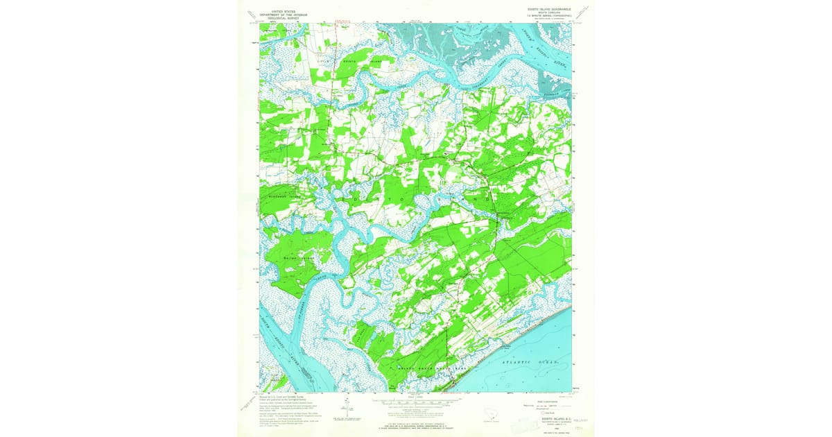 1960 Map of Edisto Island, Charleston County, SC — High-Res | Pastmaps