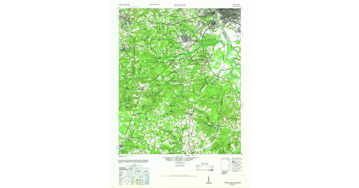 1944 Map of Edmund, SC — High-Res | Pastmaps