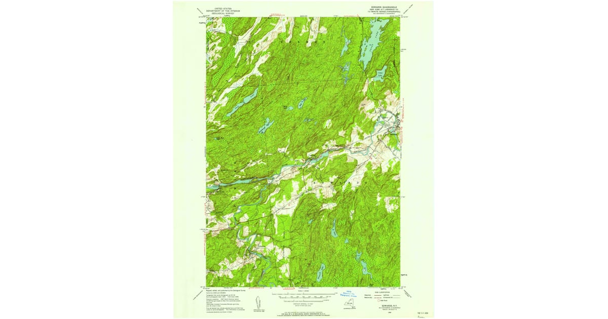 1956 Map of Edwards, St. Lawrence County, NY — High-Res | Pastmaps