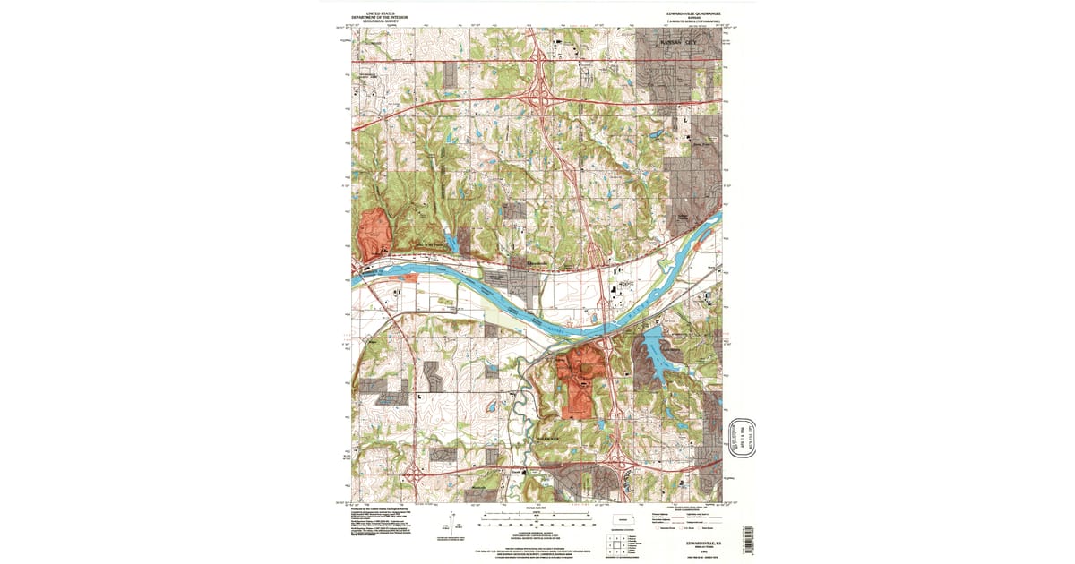 1991 Map of Edwardsville, KS — High-Res | Pastmaps