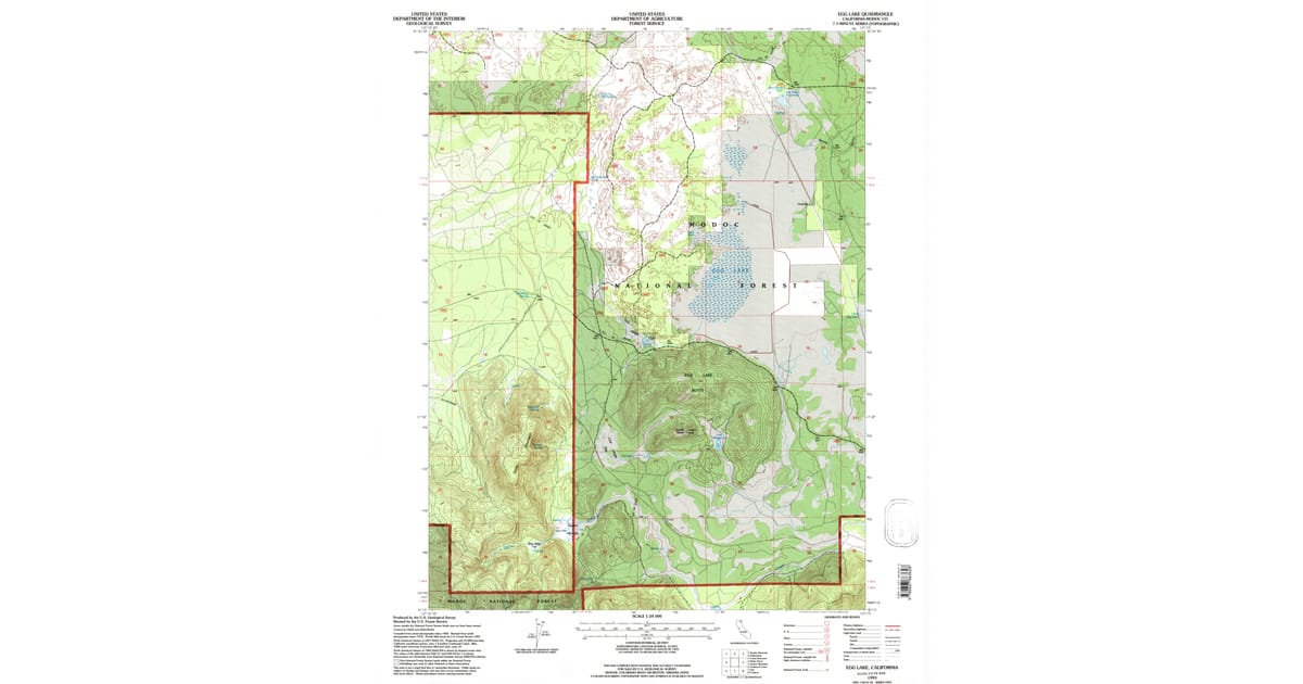 1993 Map of Egg Lake, Modoc County, CA — High-Res | Pastmaps