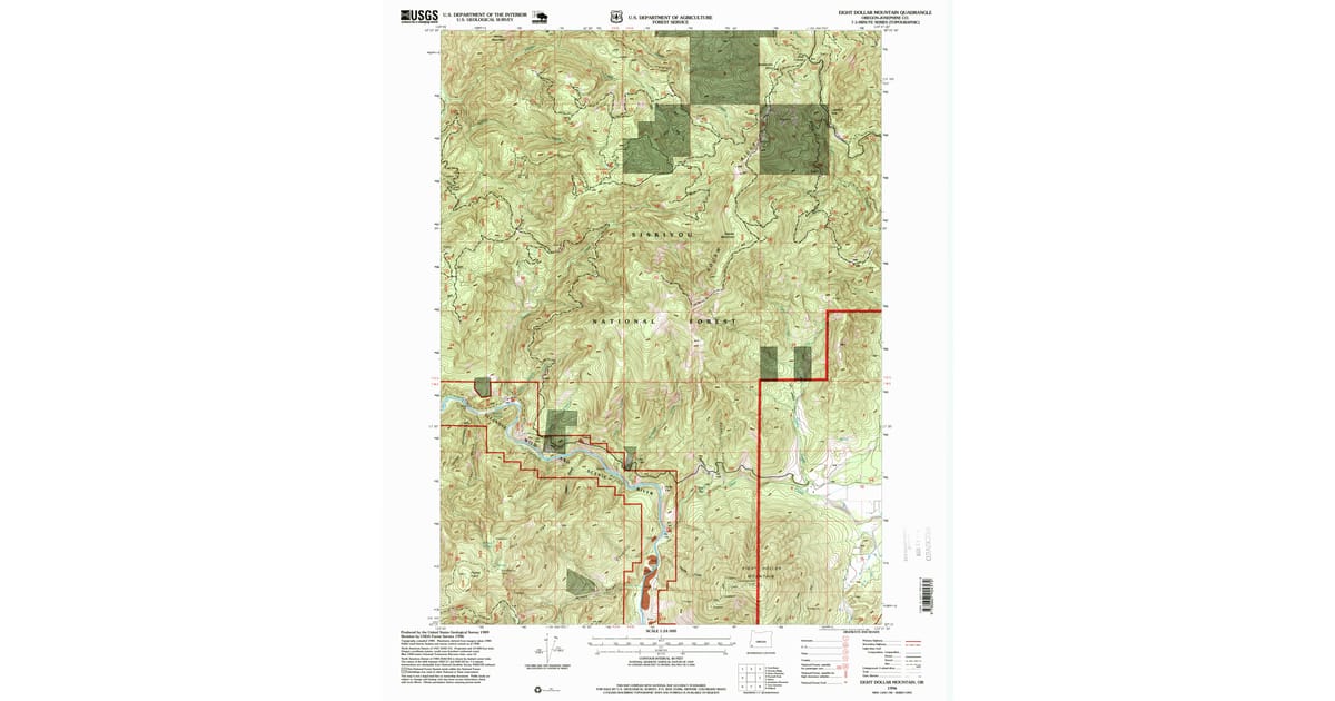 1996 Map of Eight Dollar Mountain, Josephine County, OR — High-Res ...
