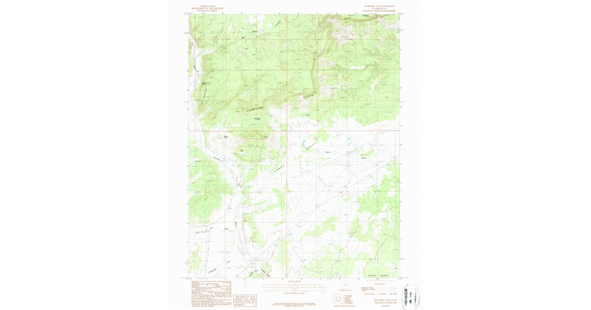 1987 Map of Eightmile Pass, Kane County, UT — High-Res | Pastmaps